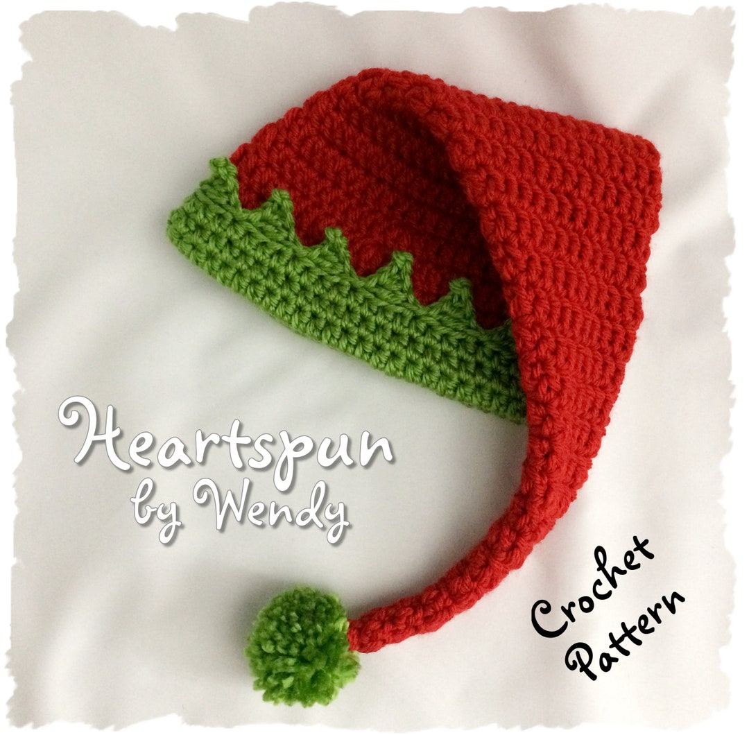CROCHET PATTERN for You to Make a Christmas Elf Baby and Child Hat in 5 ...