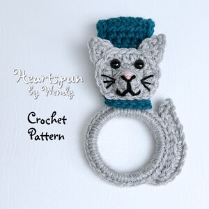 CROCHET PATTERN to Make a Cat Towel Ring With Fold Over Strap or Knob ...