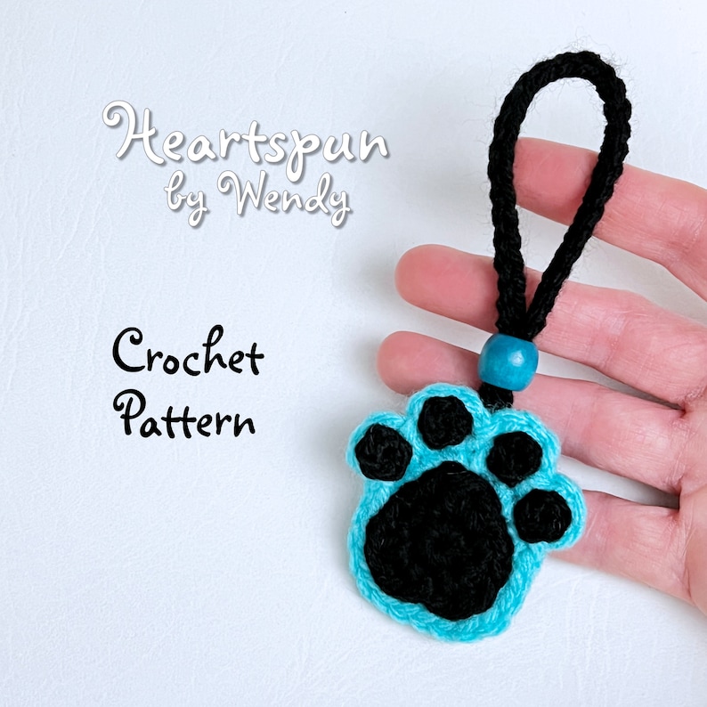 CROCHET PATTERN to Make a Mini Paw Print Keychain, Bag Clip, Hanging ...