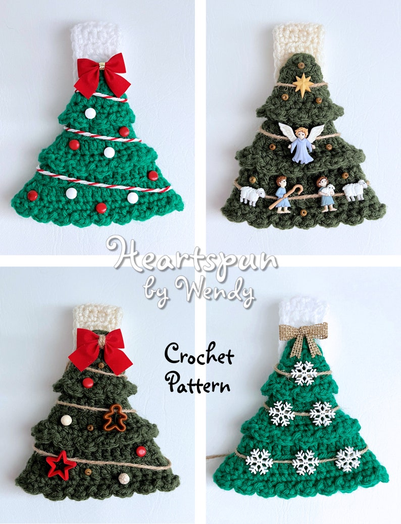 CROCHET PATTERN to Make a Layered Christmas Tree Towel Holder Ring for ...