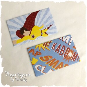 4 Super Hero Theme Note Cards With Matching Envelopes. Thank - Etsy