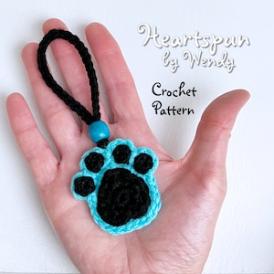 CROCHET PATTERN to Make a Mini Paw Print Keychain, Bag Clip, Hanging ...