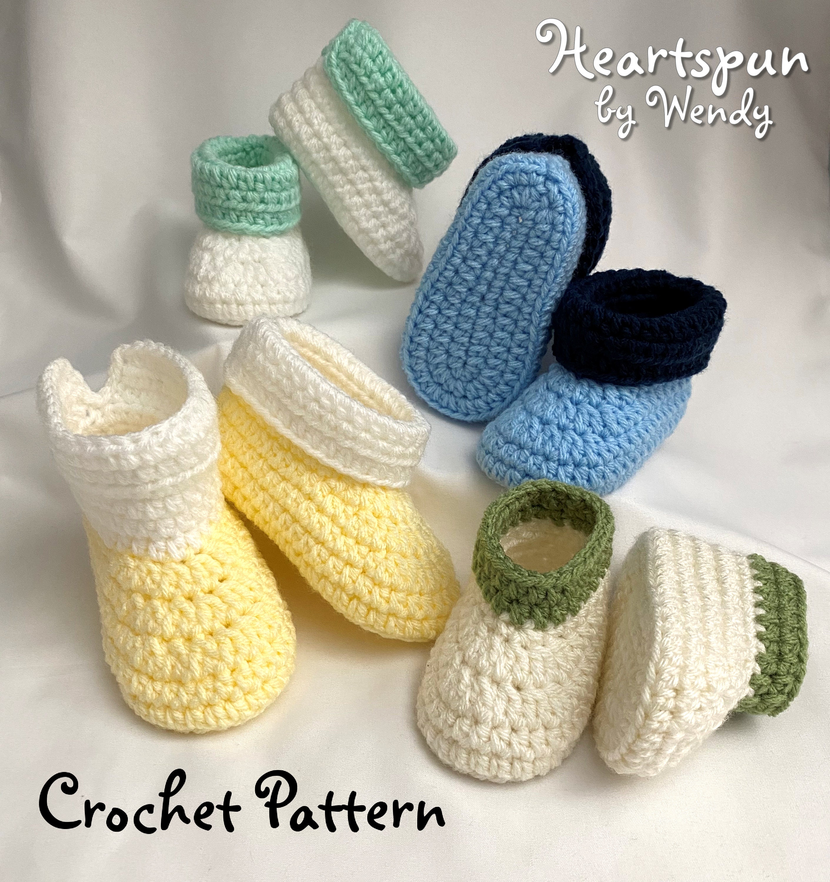 CROCHET PATTERN to Make Baby Booties in 3 Sizes With 2 Cuff Styles. PDF ...