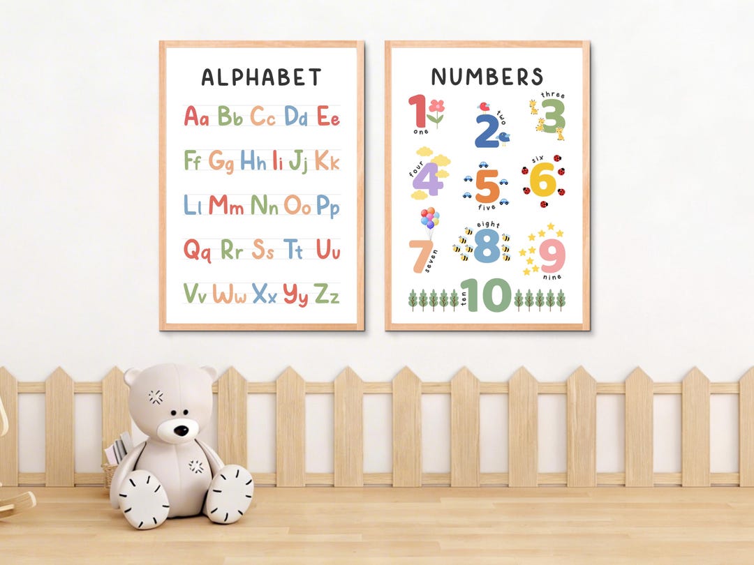 Alphabet Printable Poster, ABC & Numbers 1-10 Chart, Preschool Toddler ...