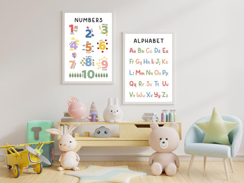 Alphabet Printable Poster, ABC & Numbers 1-10 Chart, Preschool Toddler ...