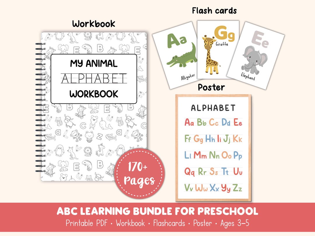 Preschool Alphabet Learning Bundle Printable, 170+ Pages Workbook ...
