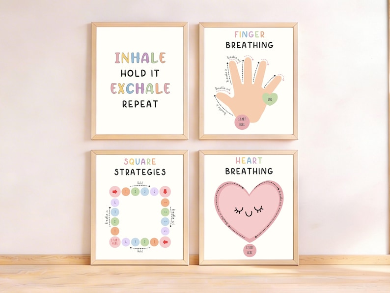 Mindfulness Breathing Posters for Kids, Calm Down Corner Printables ...