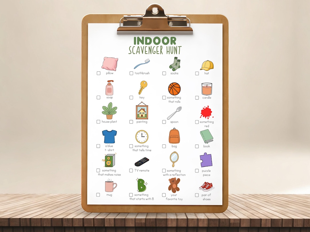 Indoor Scavenger Hunt for Kids, Printable Home Activity, Preschool Game ...