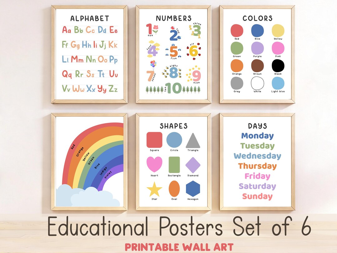 Preschool Classroom Decor Bundle Set of 6, Kids Learning Posters ...