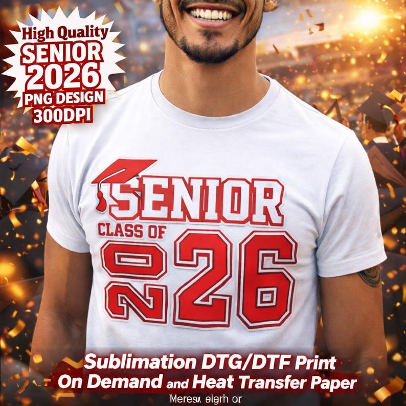 Senior Class of 2026 Graduation PNG Trendy Grad Shirt Design ...