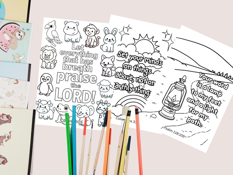 10 Bible Verse Coloring Pages for Children Bundle | Printable Digital ...