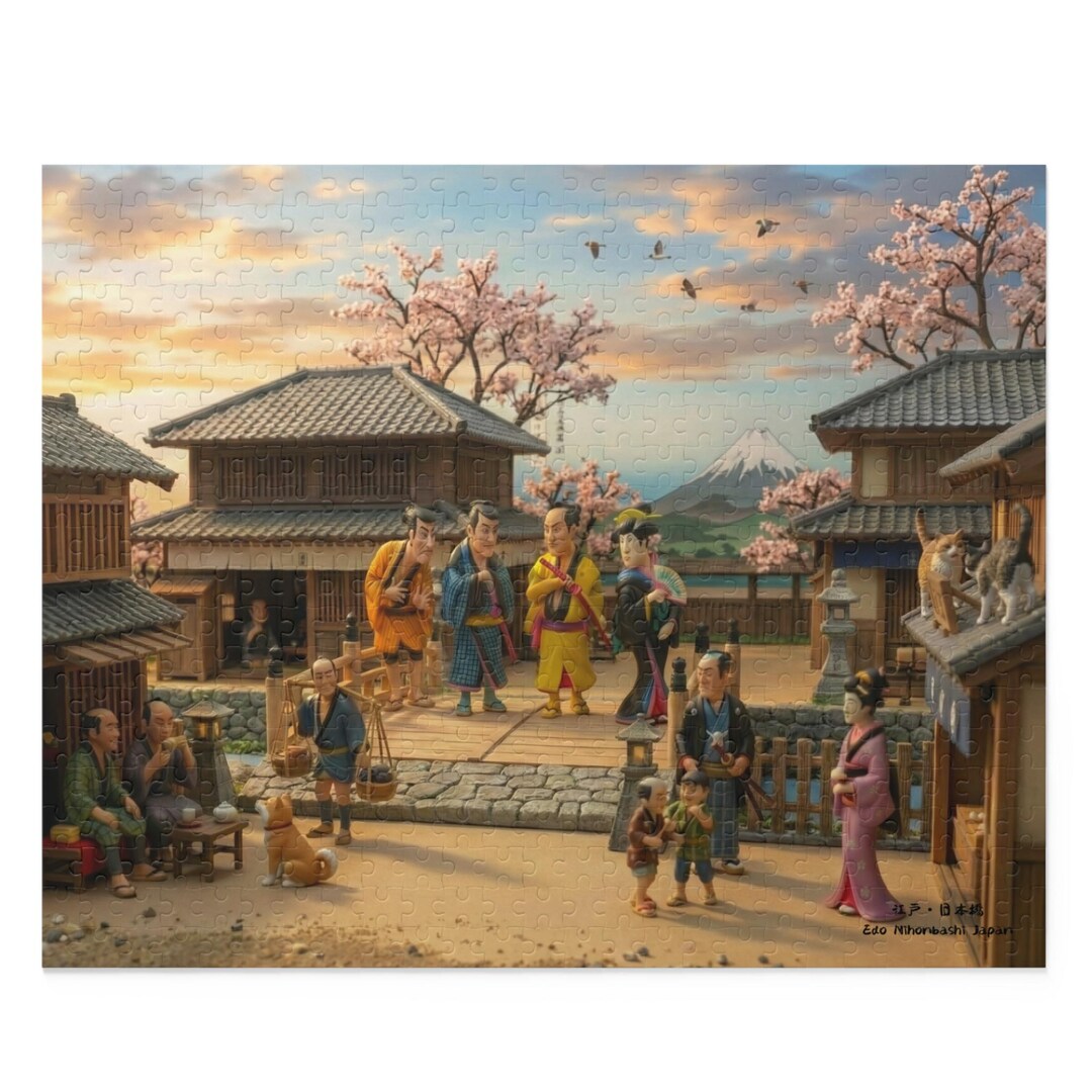 Sharaku's Spring in Edo: 3D Diorama Mt. Fuji & Sakura Jigsaw Puzzle 500 ...