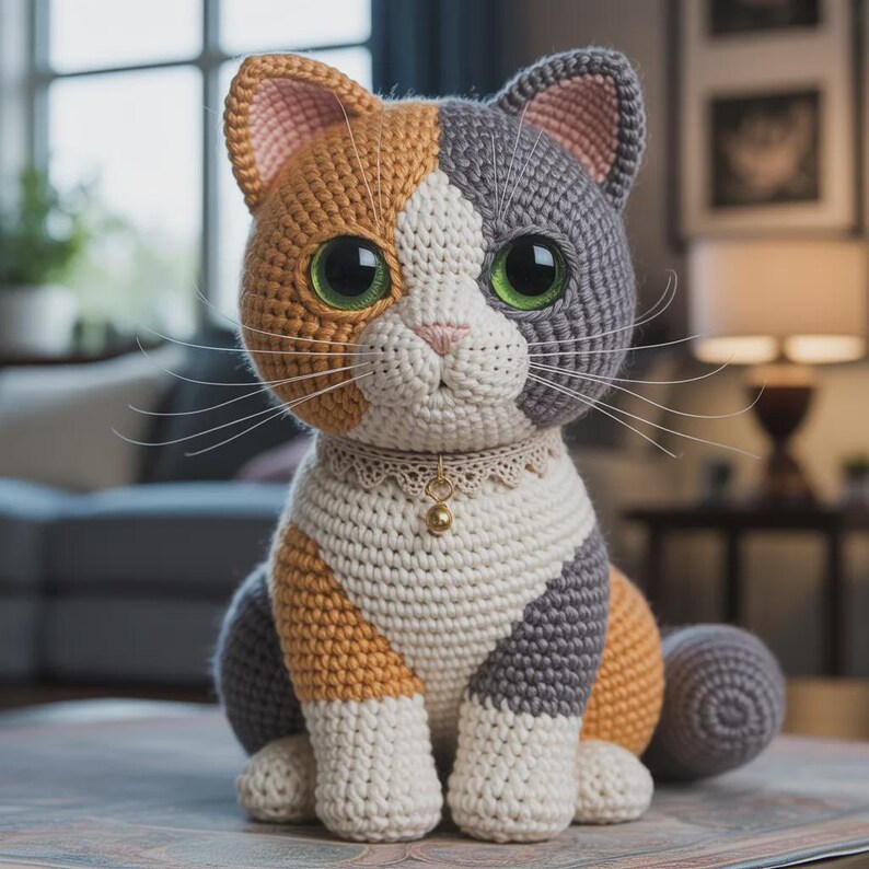 Patrón de gato atigrado a crochet, tutorial de gatito rayado en PDF ...