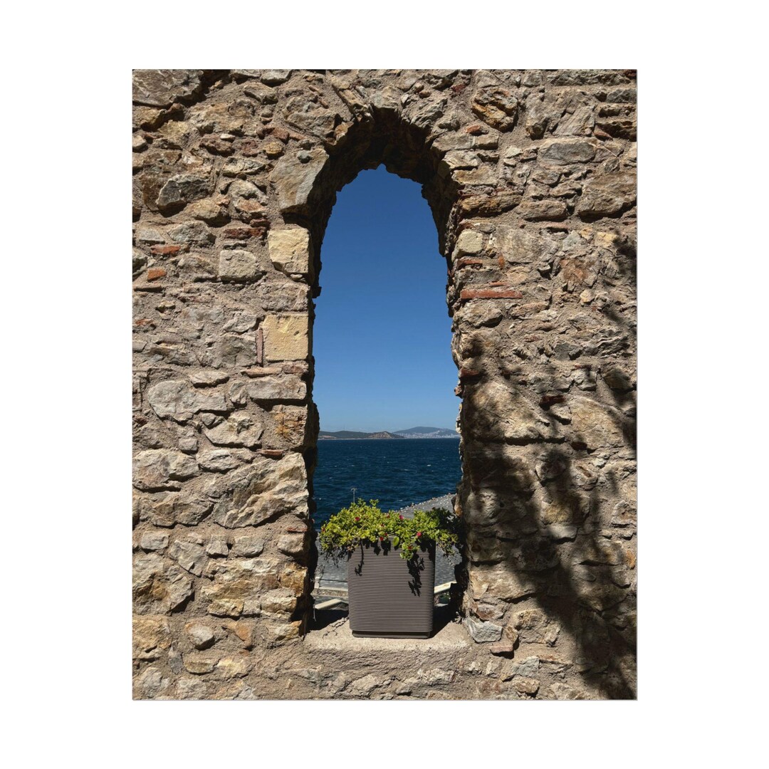 Seaside Stone Arch Rolled Poster | Mediterranean Ocean View Wall Art - Etsy