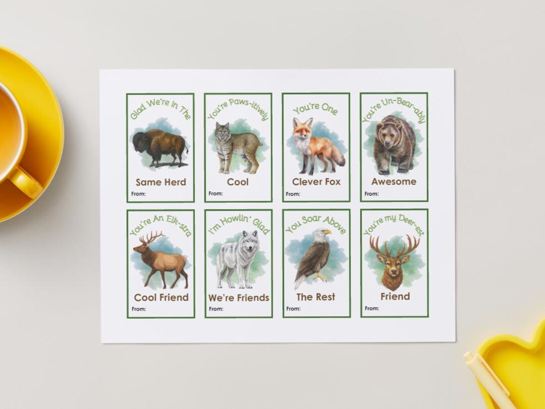 Woodland Valentine Cards for Kids Printable | Animal Valentines ...