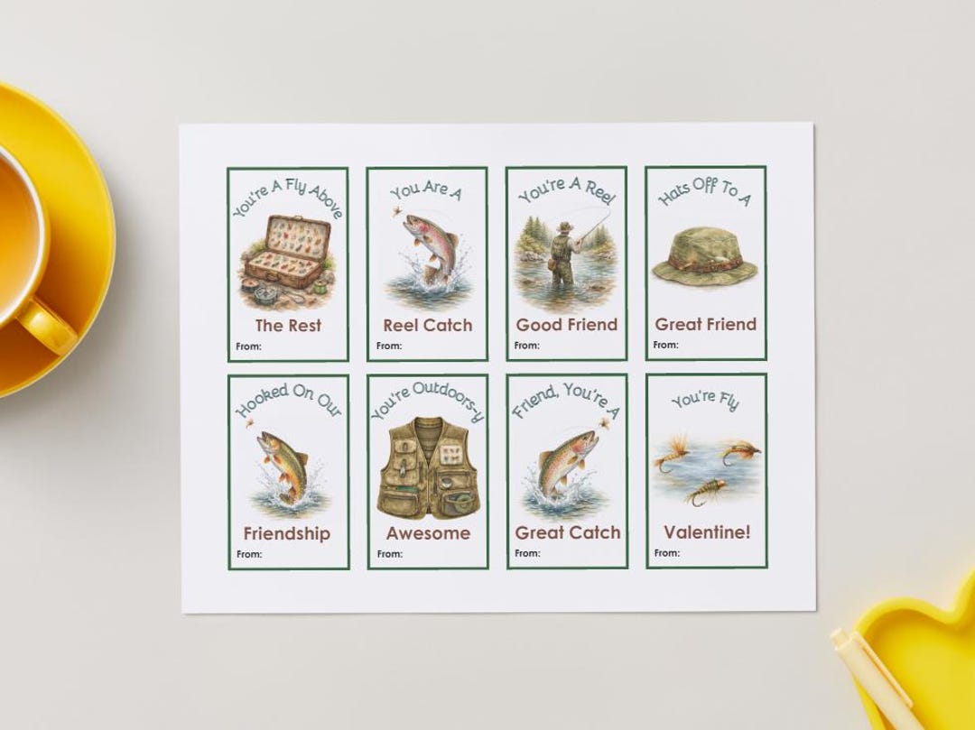 Fly Fishing Valentines for Kids Printable | Gender Neutral Classroom ...