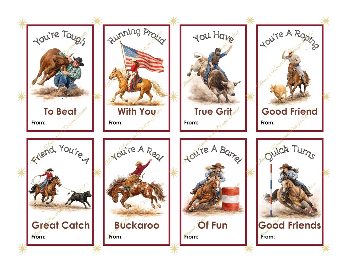 Rodeo Valentines for Kids | Western Cowboy & Cowgirl Classroom ...