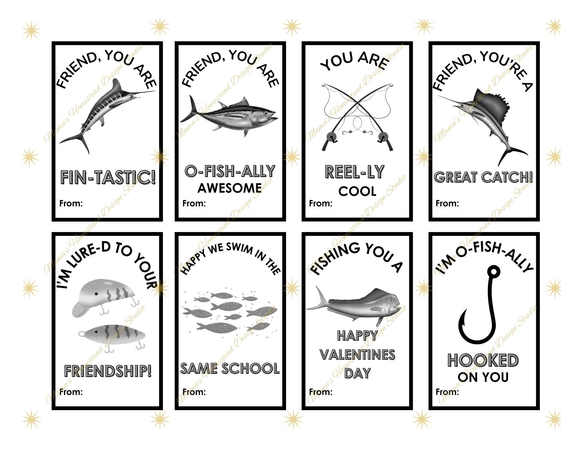 Sport Fishing Valentines for Kids Printable | Boys Class Room ...