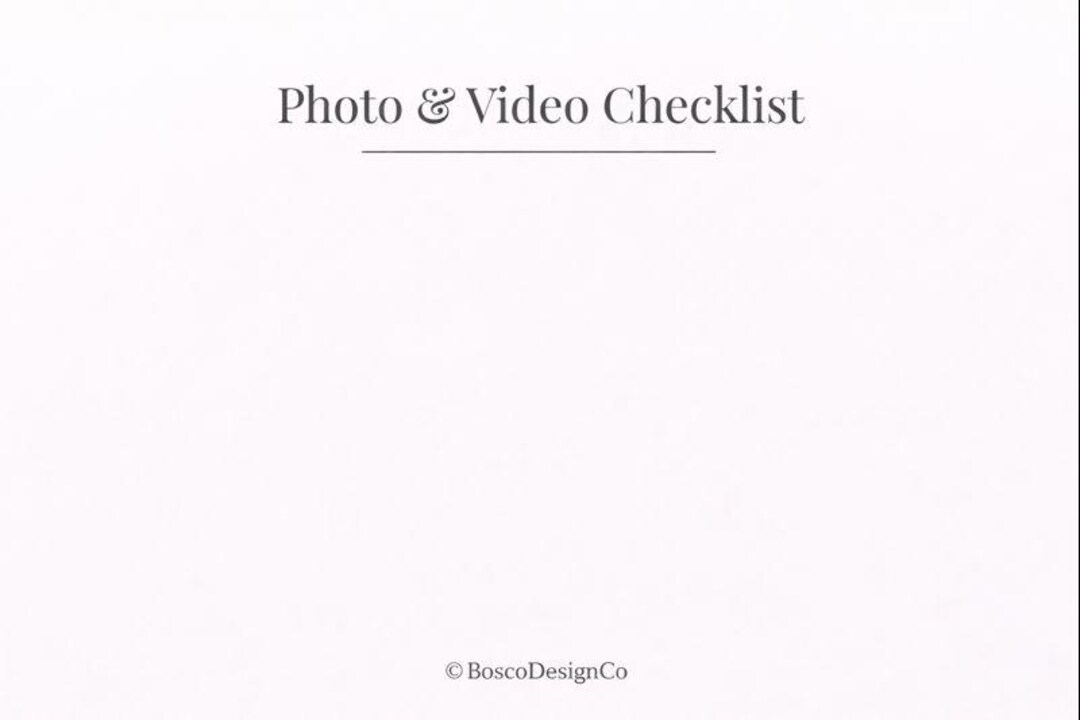 Wedding Photo and Video Checklist | | Shot List Planner Timeline ...