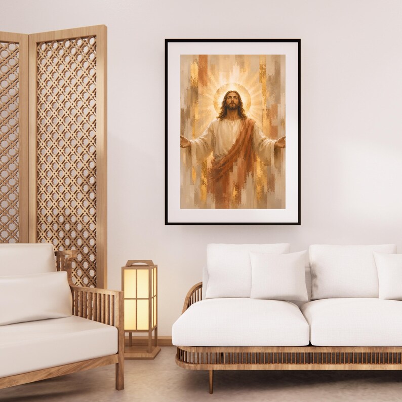 Jesus Christ Wall Art, Modern Textured Portrait, Faith Home Decor ...