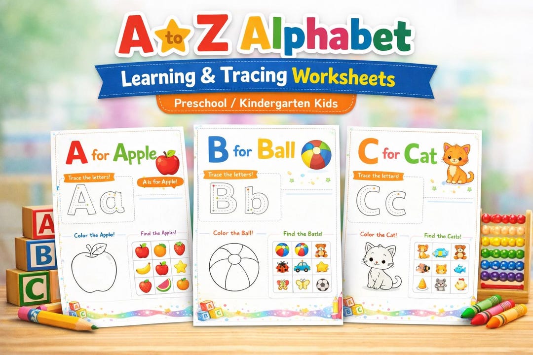 A-Z Alphabet Tracing Worksheets | Preschool Kindergarten Learning Pack ...
