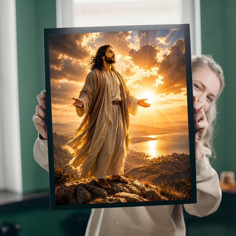 Jesus Wall Art, Christian Sunset Landscape, Faith Inspired Decor ...