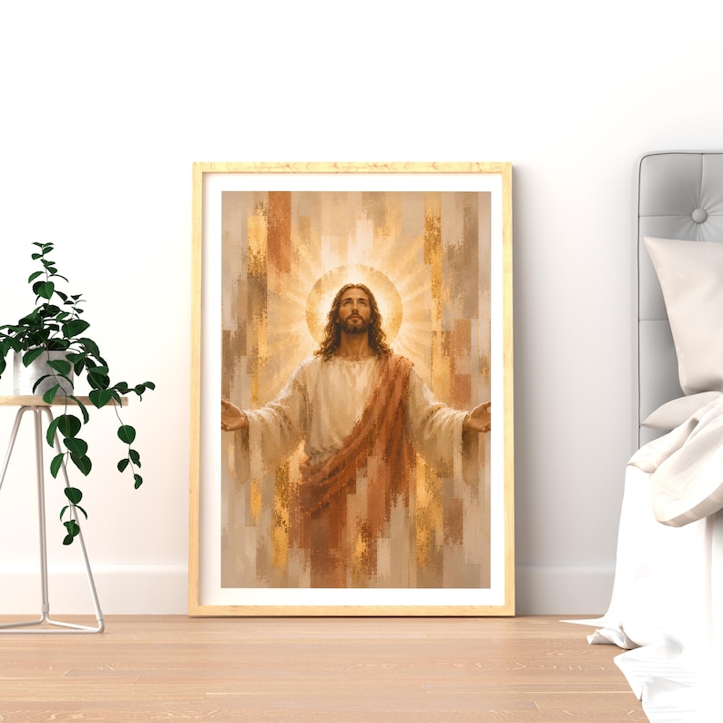 Jesus Christ Wall Art, Modern Textured Portrait, Faith Home Decor ...
