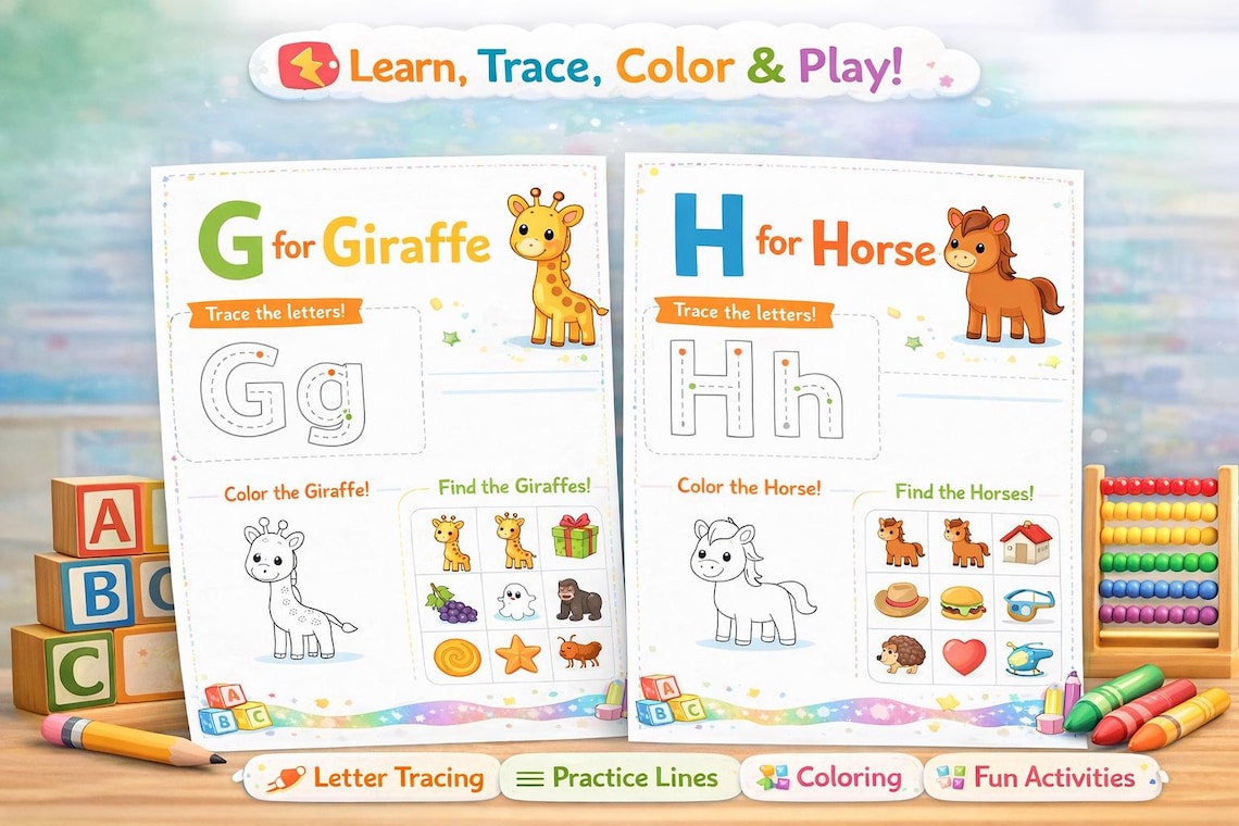 A-Z Alphabet Tracing Worksheets | Preschool Kindergarten Learning Pack ...