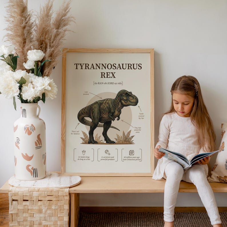Tyrannosaurus Rex Poster, Educational Dinosaur Wall Art, Scientifically ...