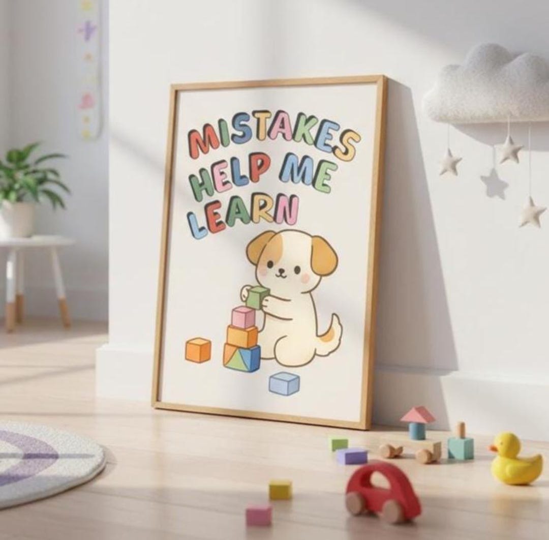 Mistakes Help Me Learn Poster | Growth Mindset Wall Art | Little ...