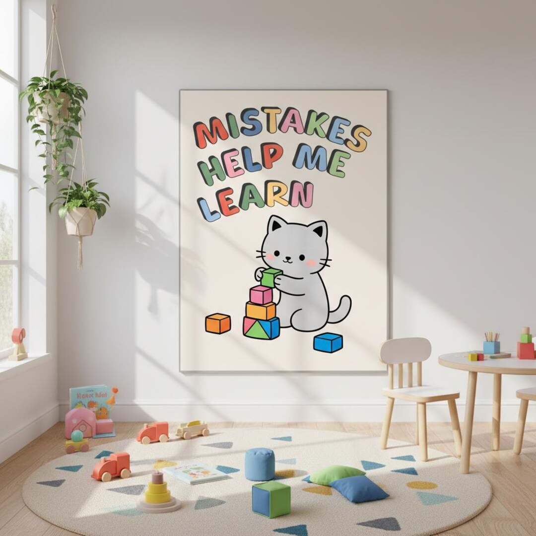 Mistakes Help Me Learn Poster | Growth Mindset Wall Art | Little ...