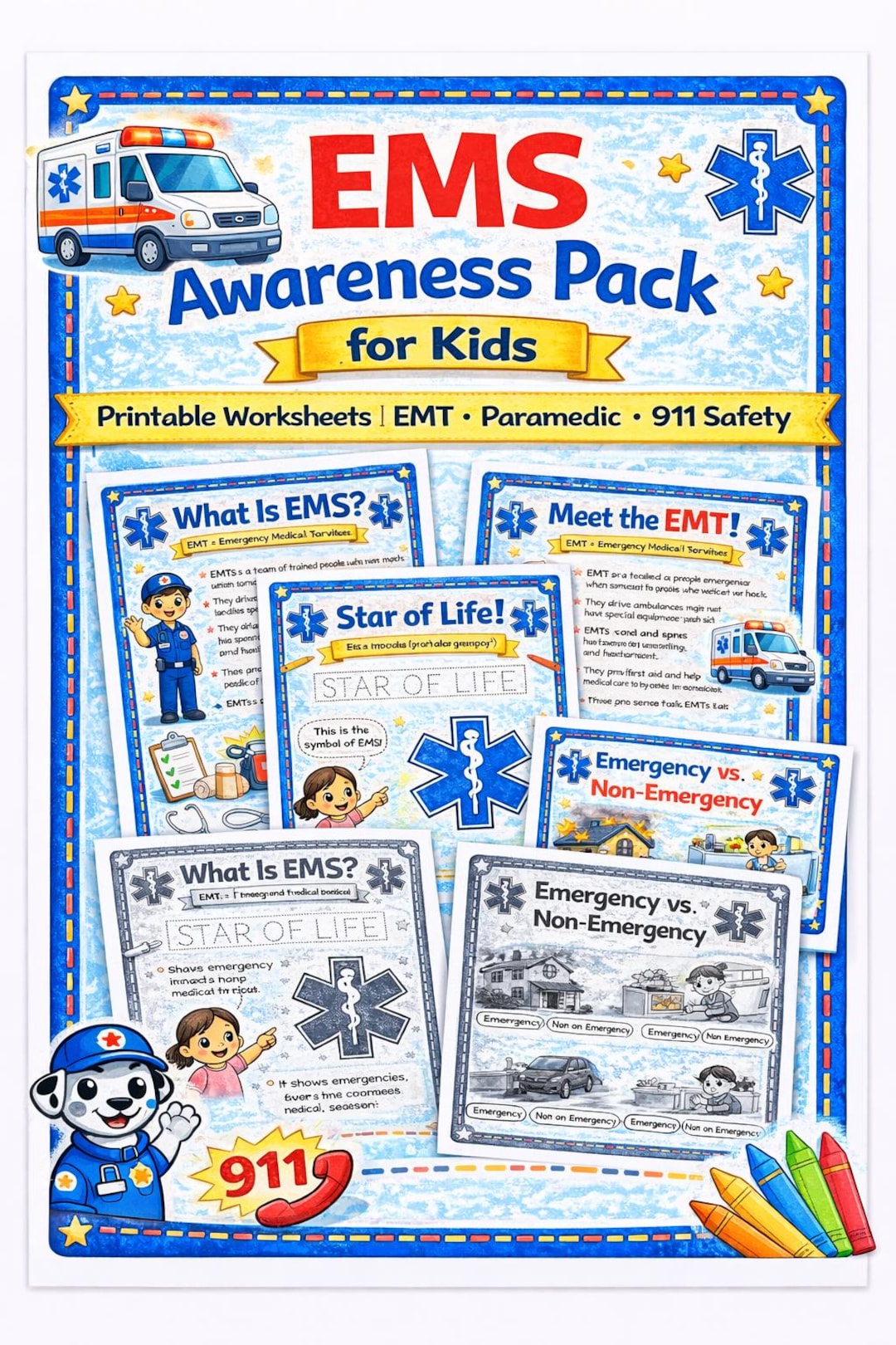 EMS Awareness Pack for Kids – Printable EMT & Paramedic Worksheets - Etsy