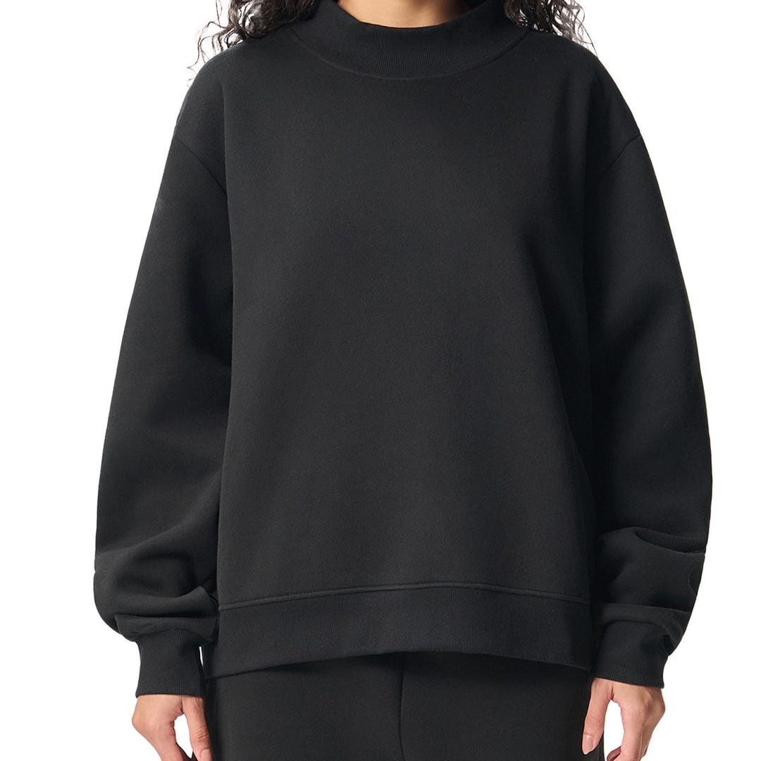 Essential Fleece Mock-neck Crew Sweatshirt - Etsy