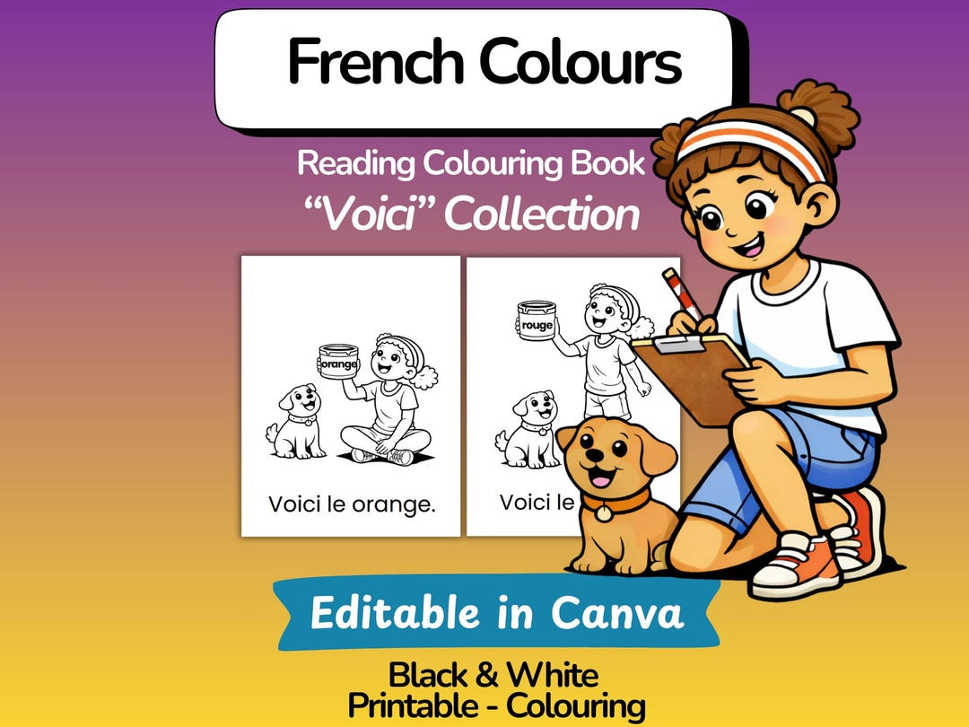 French Colours Printable | Preschool Reading & Colouring Book (editable ...