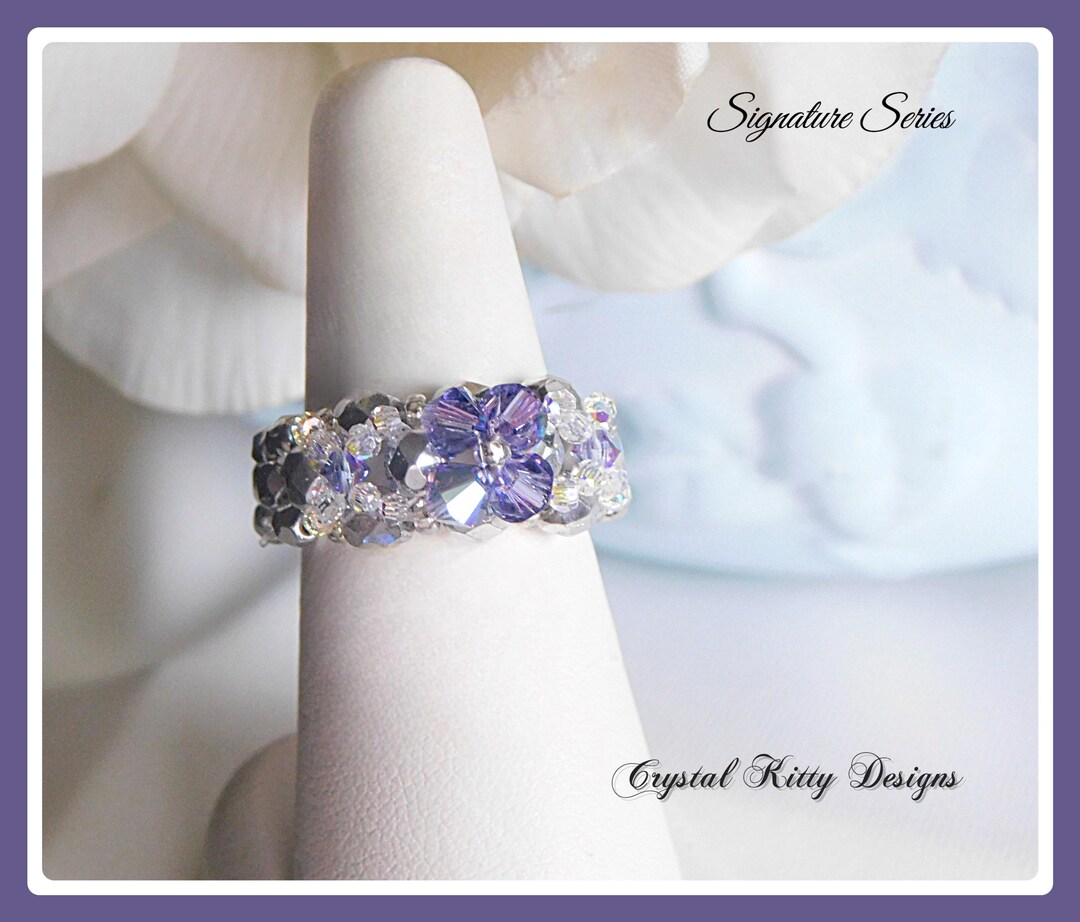 Crystal Stretch Ring | Swarovski Crystals | Tanzanite and 3 Other ...