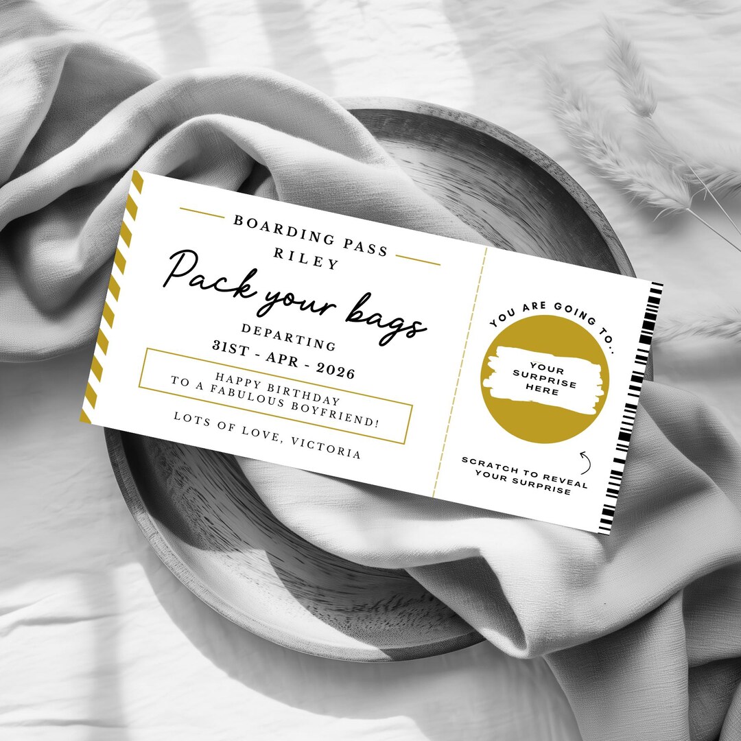 Scratch to Reveal, Boarding Pass Scratch Card, Holiday Reveal, Plane ...