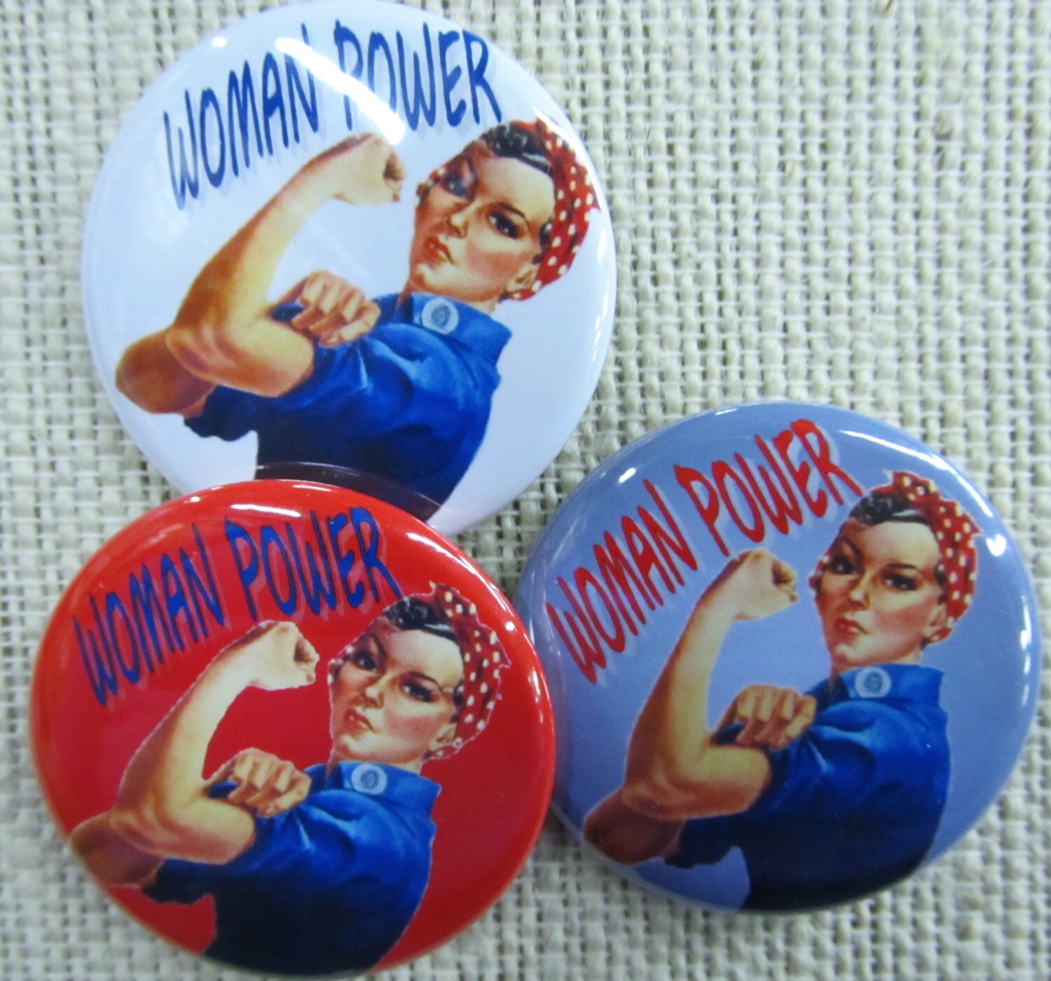 1.5" Woman Power Button Pinback, Bulk Order Available - Etsy