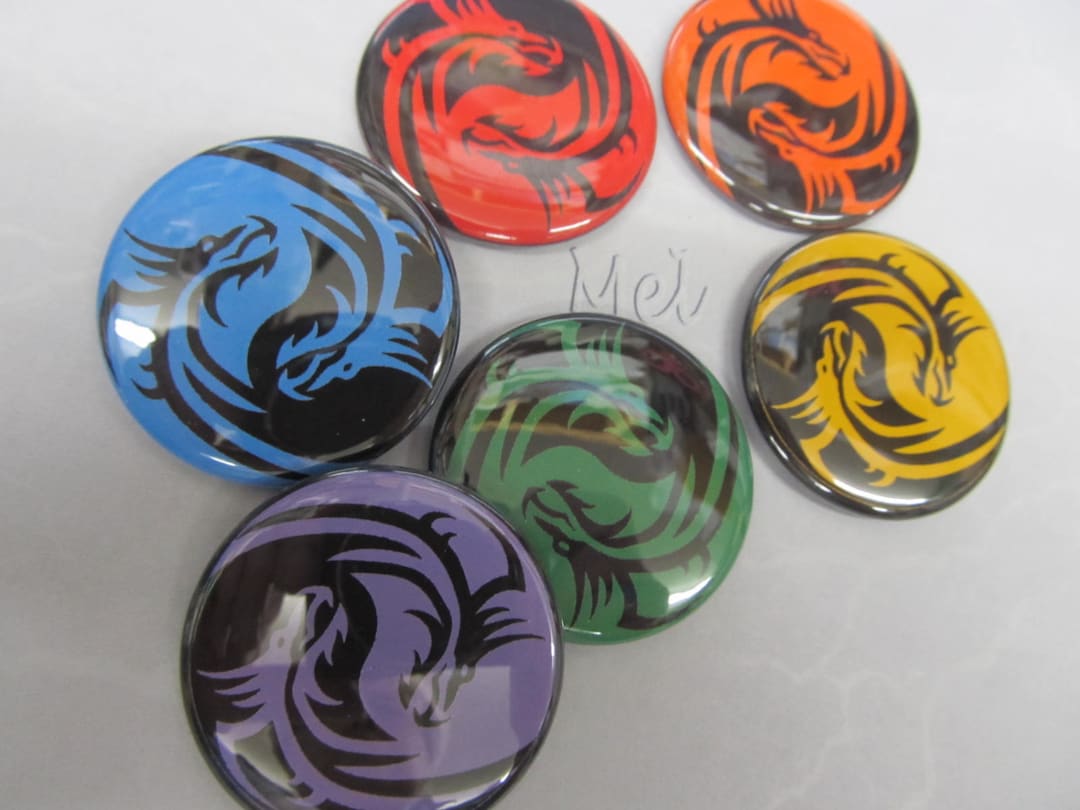 Rainbow Dragon Yin Yang Magnets or Pins - Set of 6 - Etsy