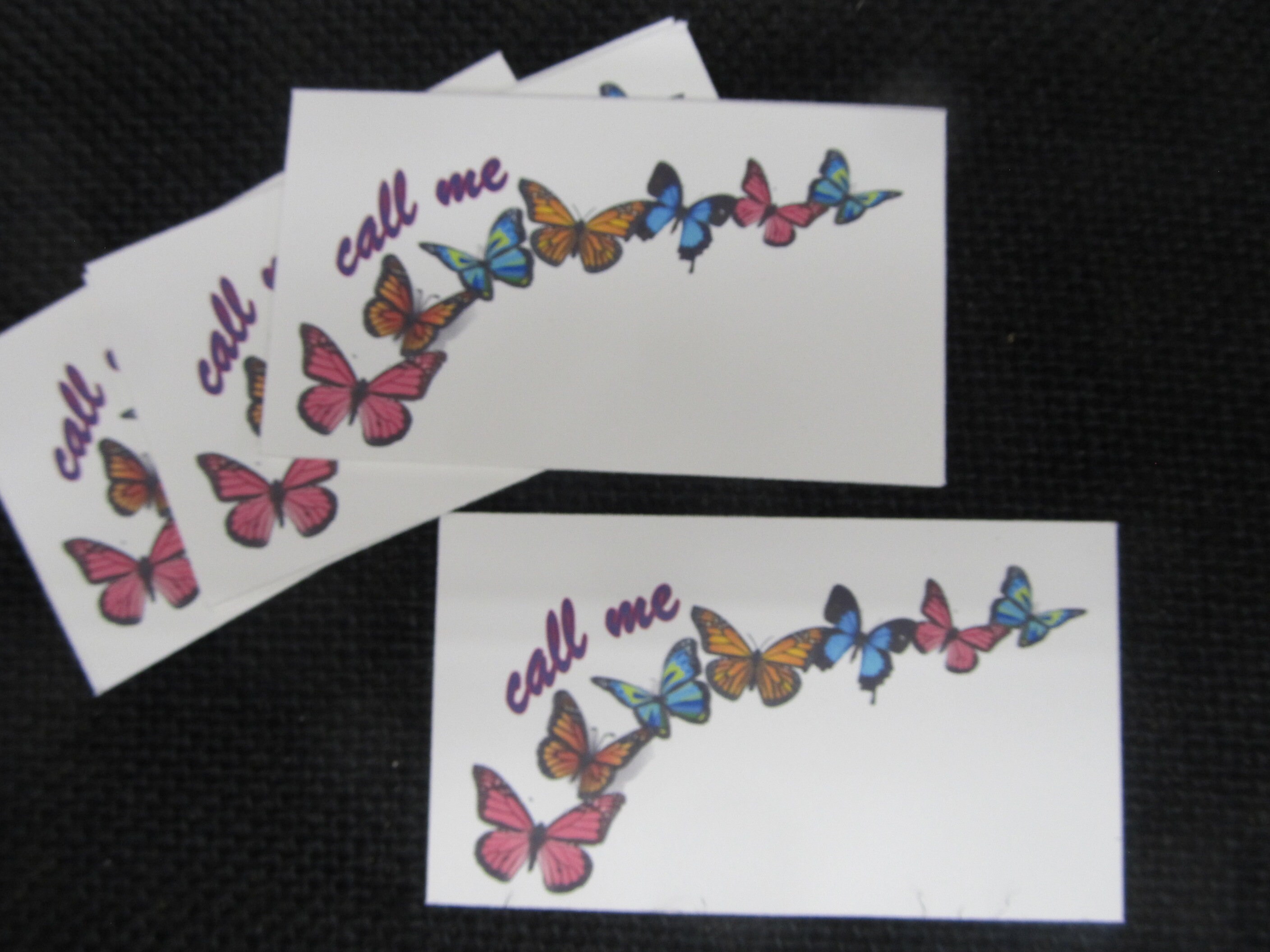 Call Me, Calling Cards With Butterflies, Bar Cards, Playdate Cards ...