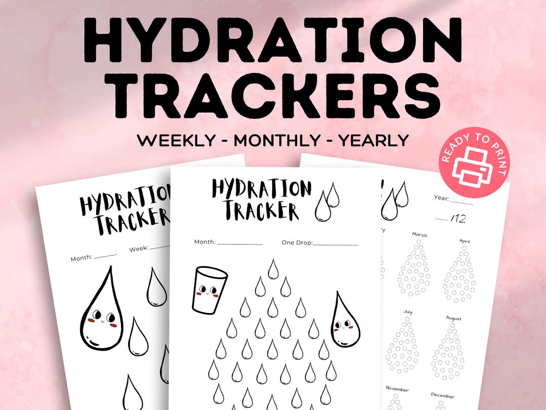 Hydration Tracker Bundle Printable Planner Insert Health Tracking ...