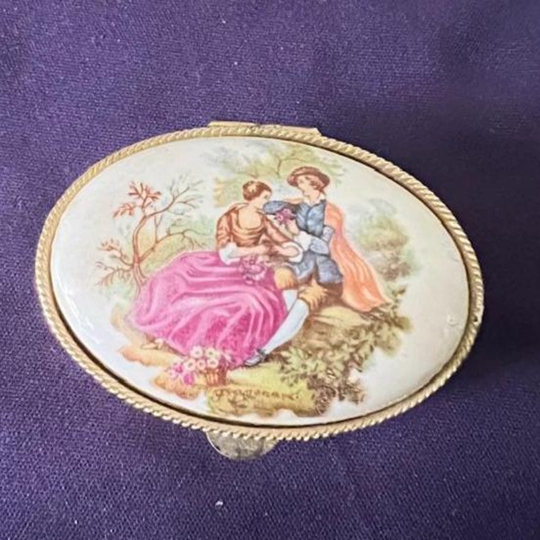 Pill Case: Victorian, Porcelain & Metal, Vintage -- 181-COD3 - Etsy