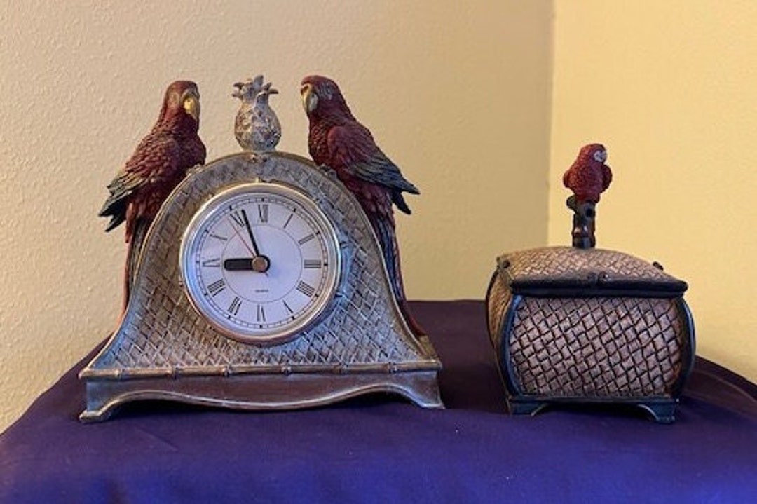 Parrot Clock and Trinket Box Set -- 8782-2A - Etsy