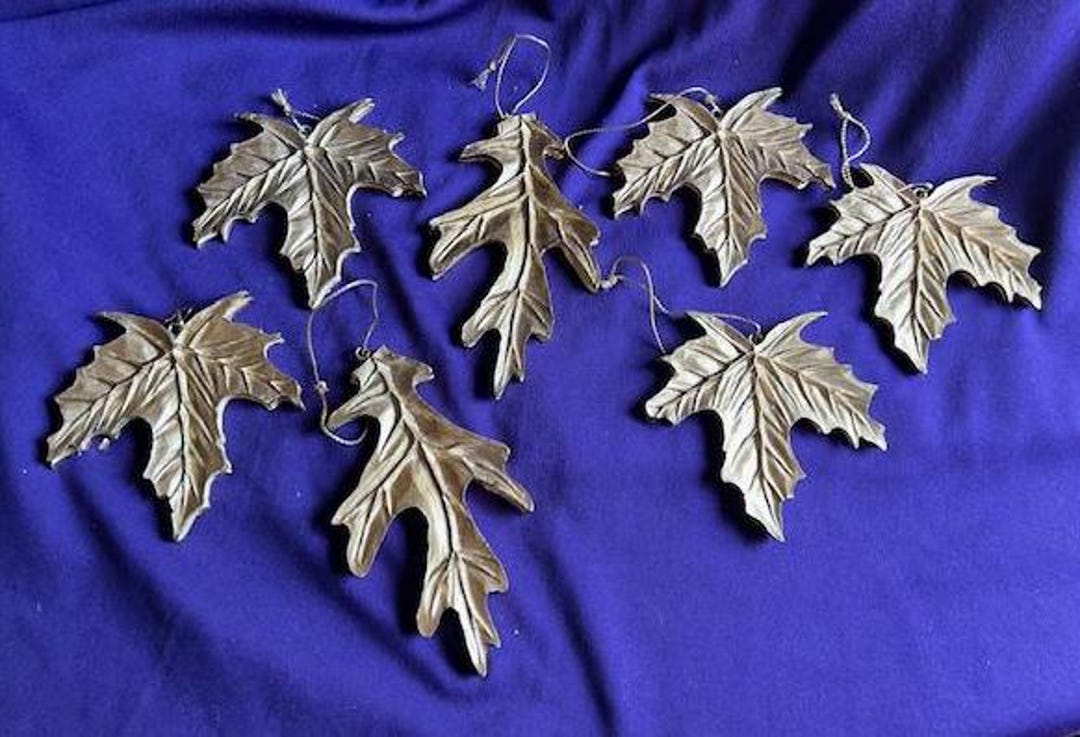 9 Gold Leaf Ornaments -- 9723-3B - Etsy