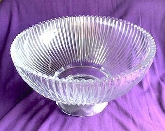 Ribbed Glass Bowl - Etsy