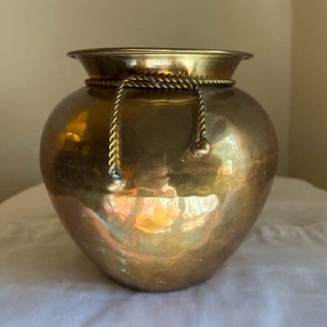 Container, Brass, With Brass Rope (vintage) -- 8694-9C - Etsy