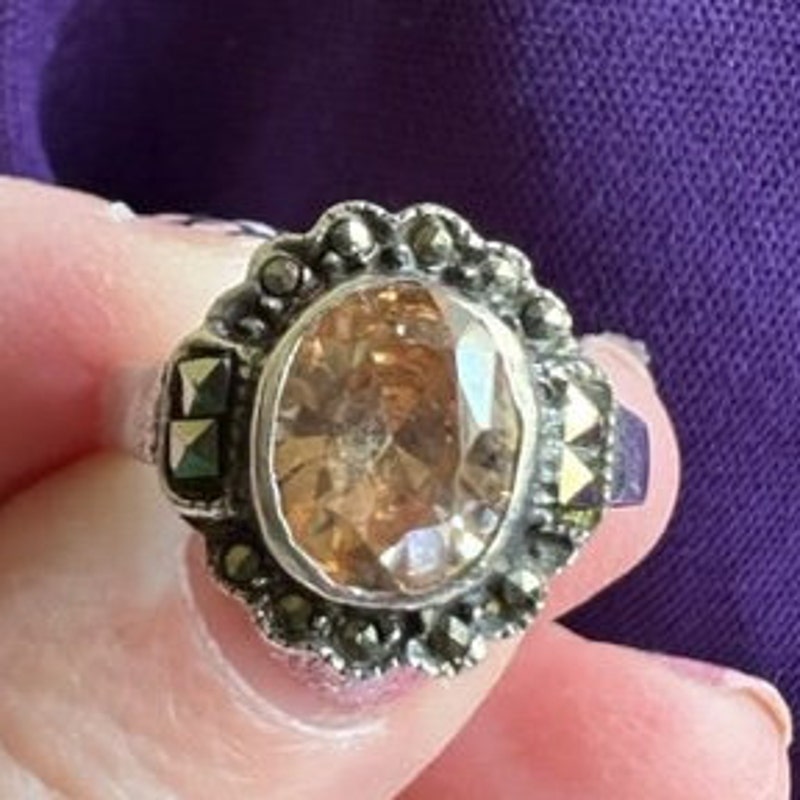 Oval Marcasite Ring - Etsy