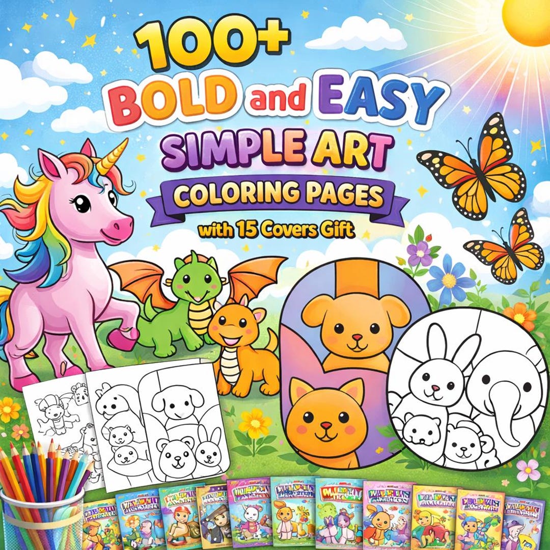 100+ Bold and Easy Simple Art, Coloring Pages for Kids, Cute Animal ...