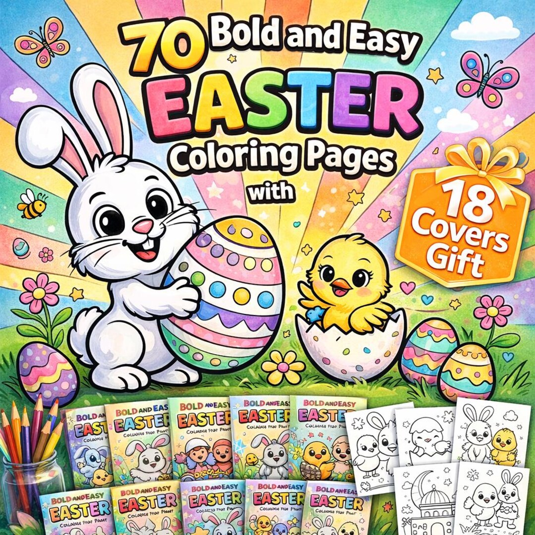 70 Bold and Easy Easter Coloring Pages, Cute Bunny & Chick Coloring ...
