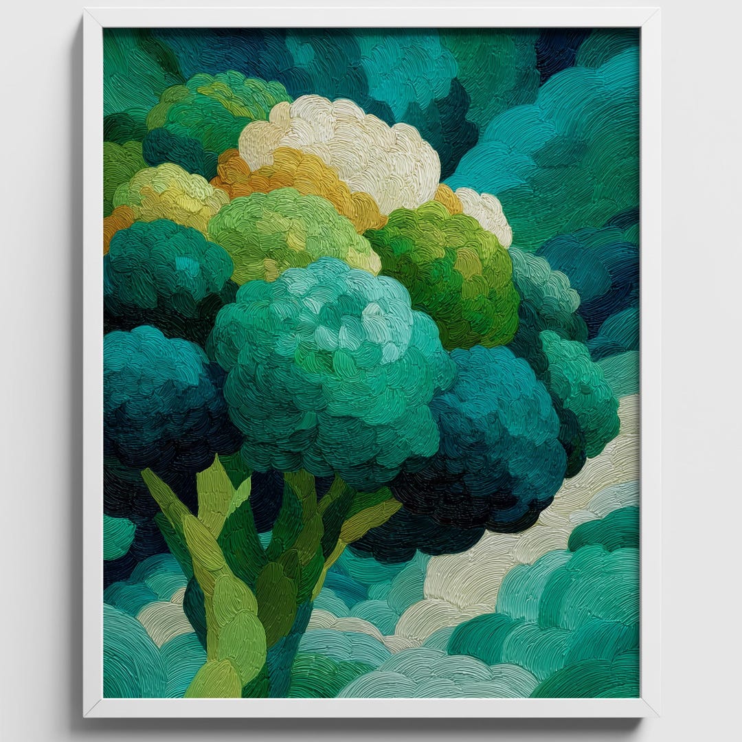 Printable Maximalist Broccoli Painting - Stylized Graphic Wall Art ...