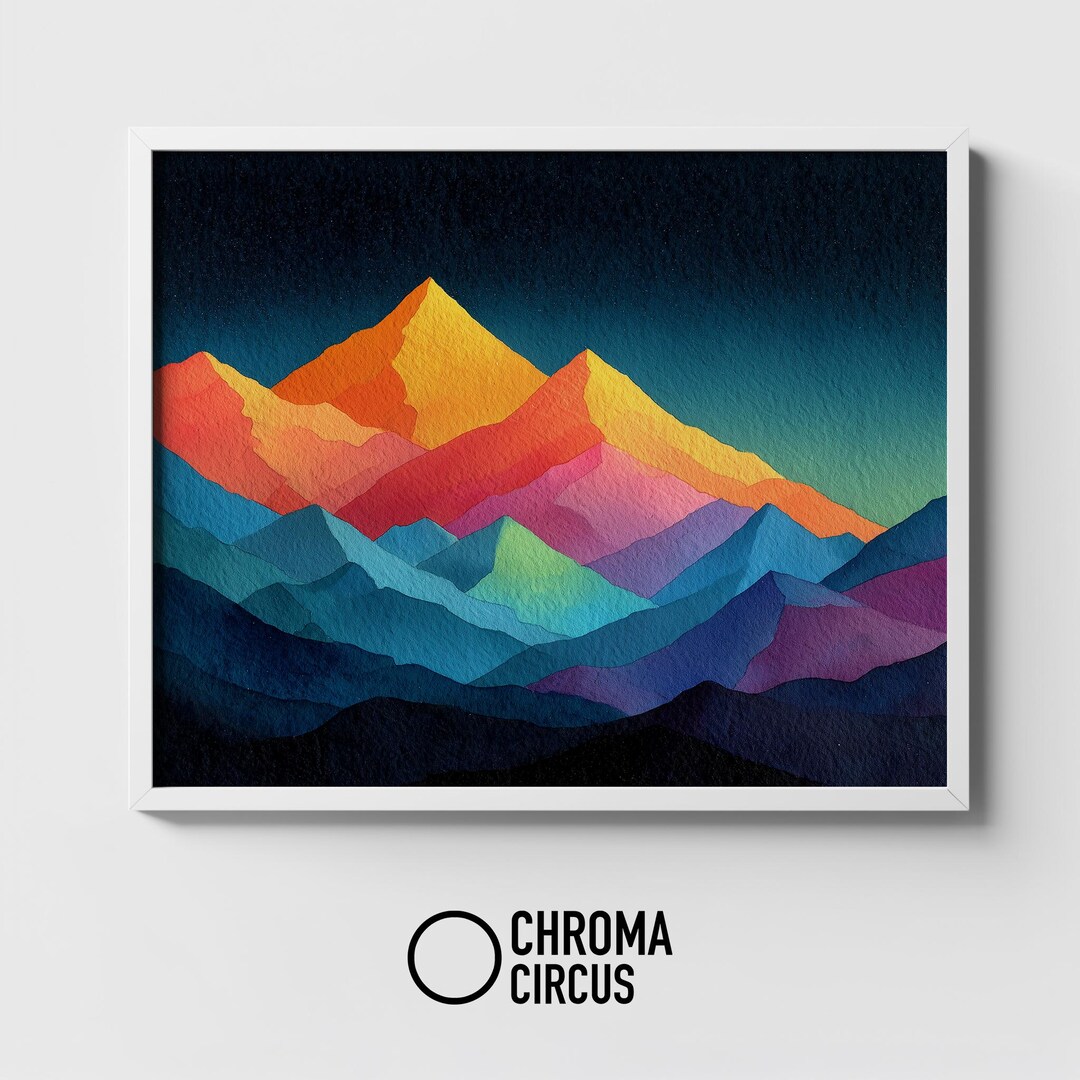 Bright Colorful Dopamine Decor Landscape, Vibrant Moody Mountains ...